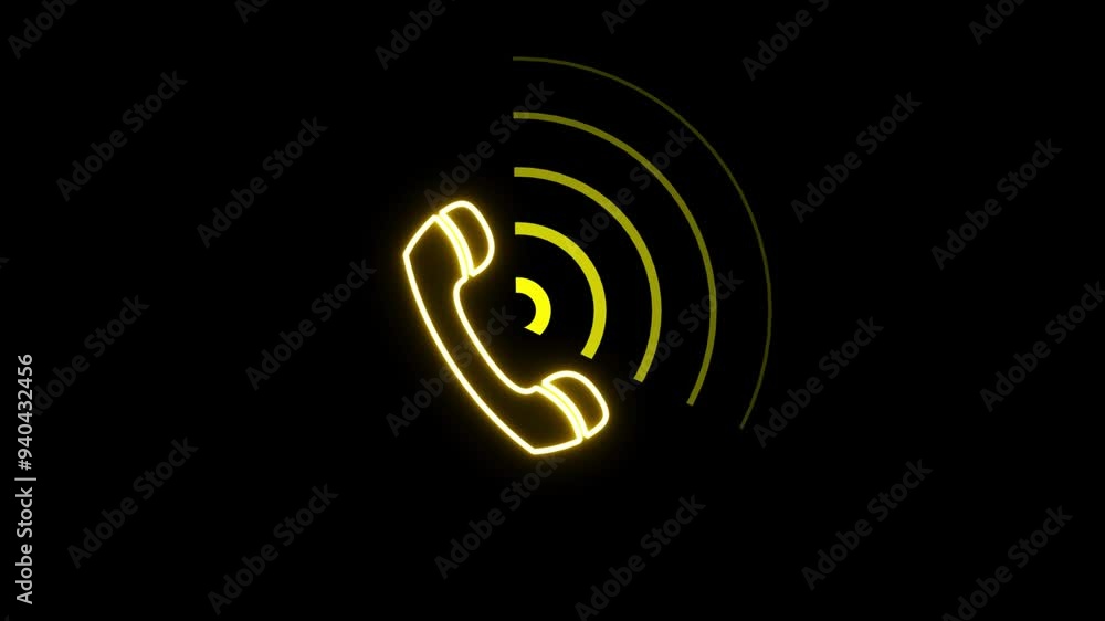 Dial calling icon concept animation and radio wave background. Yellow ...