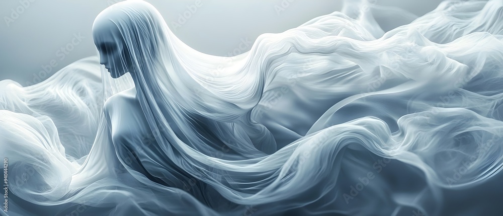 Ethereal ghost like figures with flowing intricate Artnouveau inspired ...