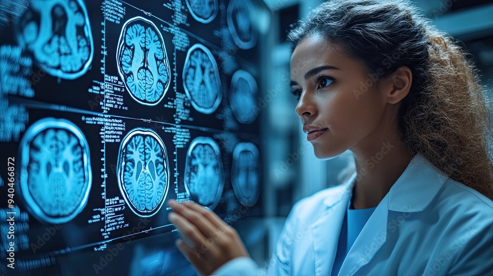 Medical Imaging - MRI Scan with a Brain, a Radiologist, a Diagnostic ...