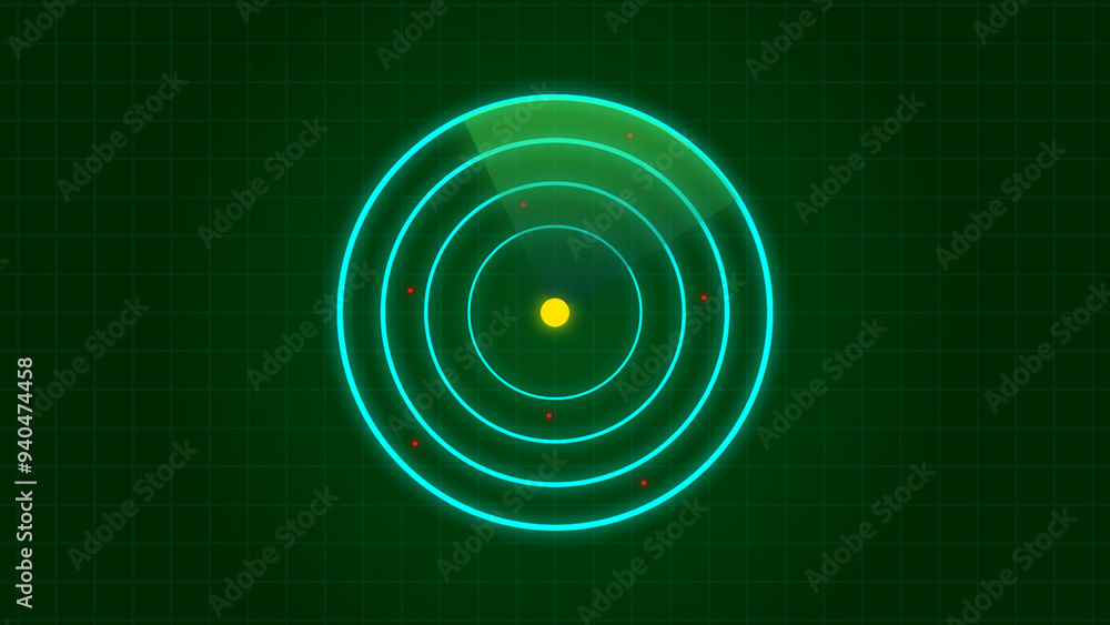 Blue radar screens monitor air traffic coming into and going out of the ...