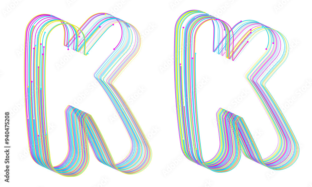 Dynamic letter K, 3D render, vibrant colors. Perfect for modern designs ...