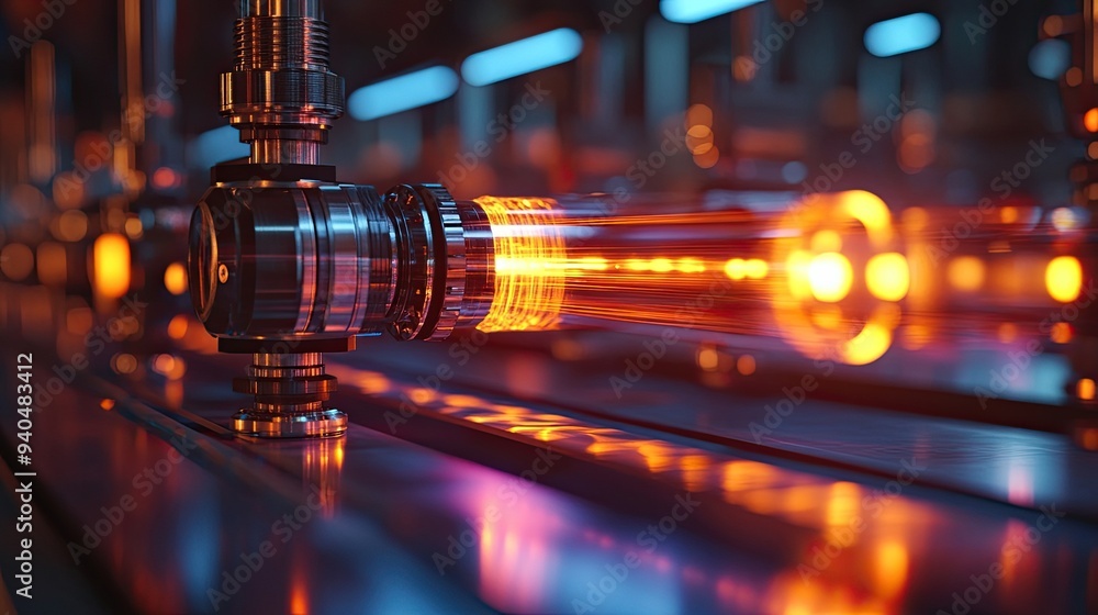 Physics: A 3D lab with a laser beam passing through prisms, symbolizing ...