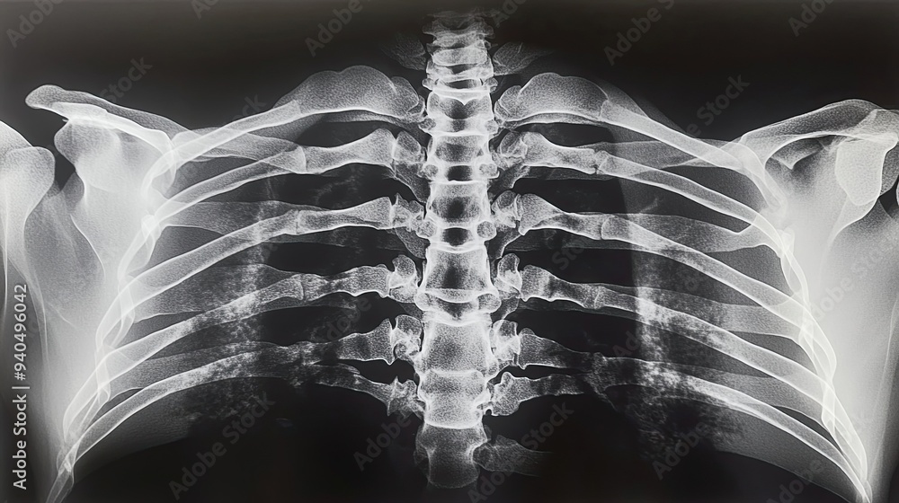 Rib Cage Radiograph - X-ray of the Thoracic Cage, Showing Rib Fractures ...