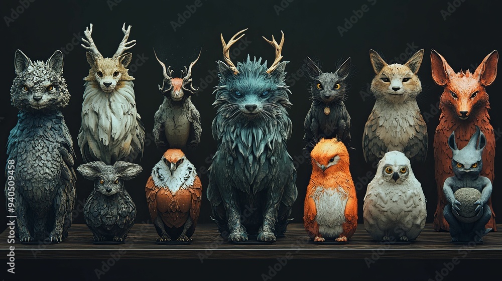 Colorful and Whimsical Animal Illustrations. Stylized and imaginative ...