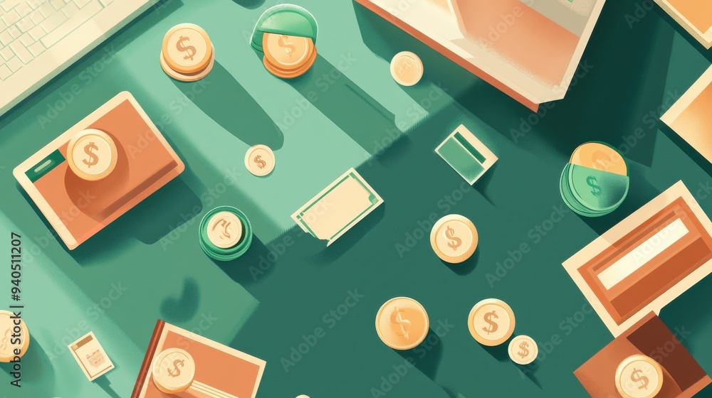 Compound interest trap flat design, top view, escalating debt theme ...