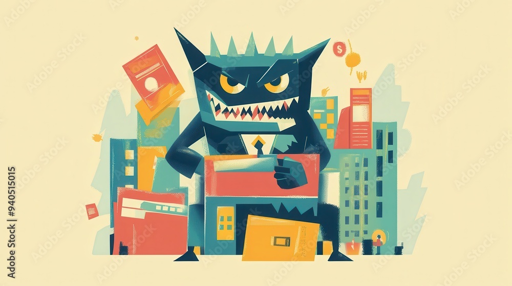 Predatory credit flat design, front view, unethical lending practices ...