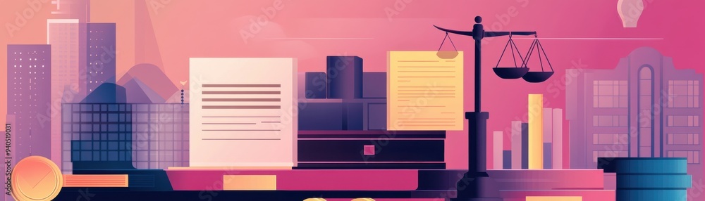 Chapter 7 bankruptcy flat design, side view, liquidation process theme ...