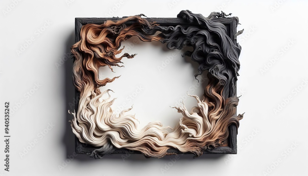 Organic Burnt and Melting Wood Frame with Blended and Flowing Textures ...