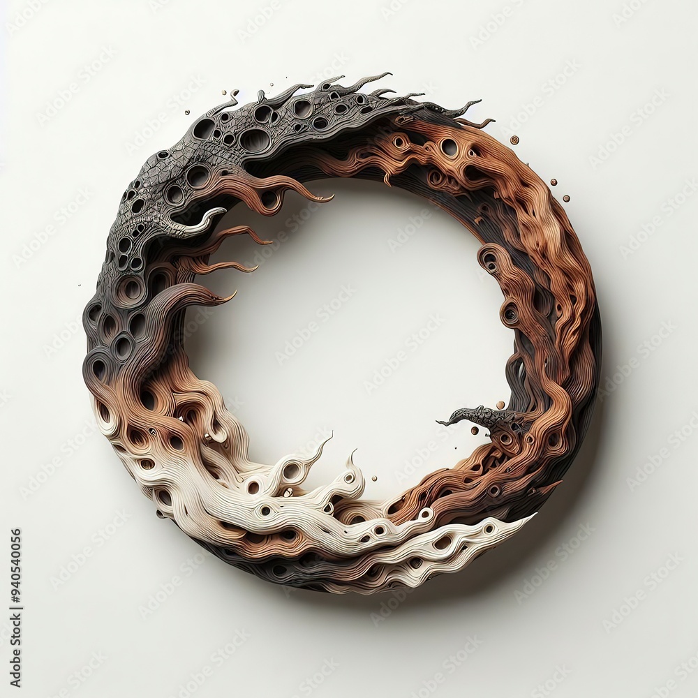 Organic Burnt and Melting Wood Frame with Blended and Flowing Textures ...