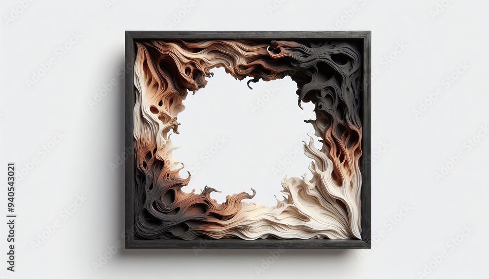 Organic Burnt and Melting Wood Frame with Blended and Flowing Textures ...