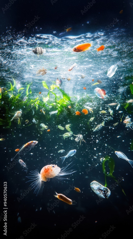 A high-resolution image of plankton supporting various aquatic species ...