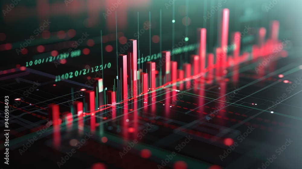 3D forex trading chart, emphasizing clean design and symmetry. Display ...