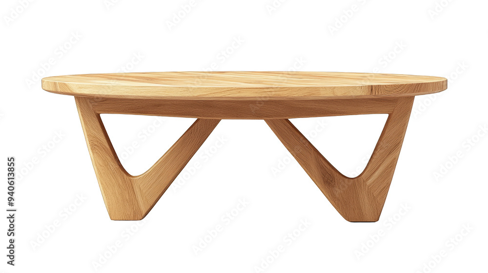 Round Wooden Table with Unique Triangular Legs Mid Century Modern ...