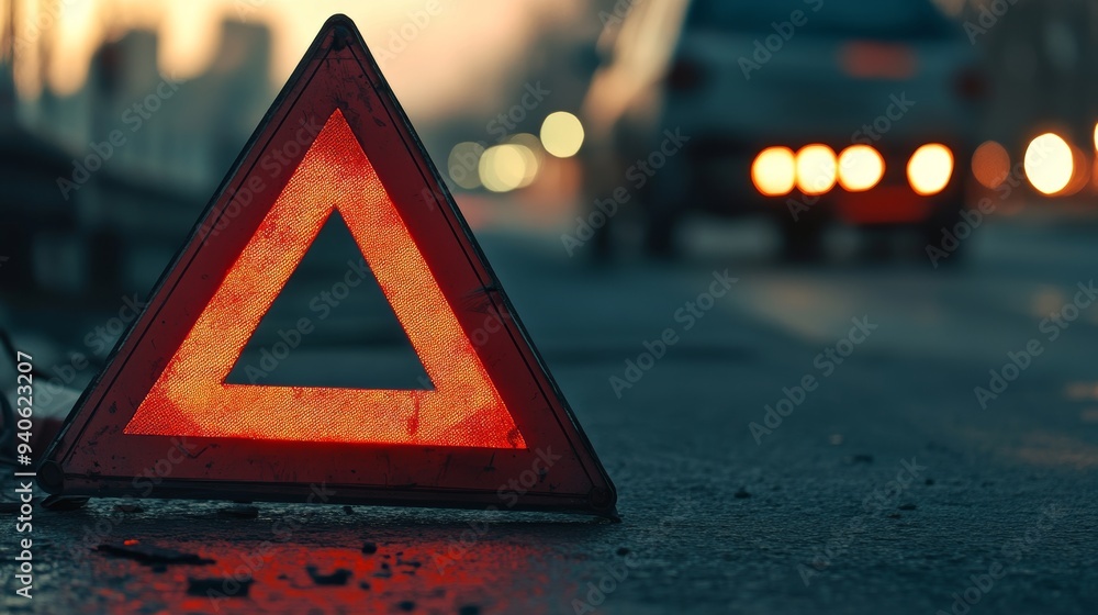 Red Emergency Stop Sign Next to Highway Road Closeup Generative AI ...