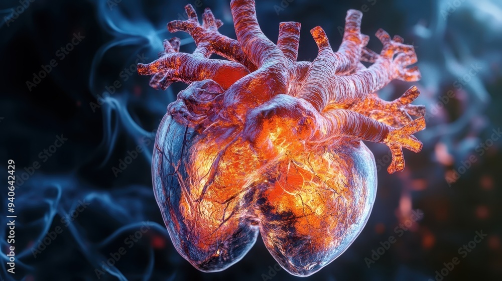 Detailed Human Heart Anatomy with Valves and Coronary Arteries ...