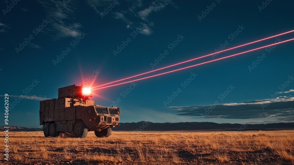 Military Laser Defense System: A powerful military vehicle equipped ...