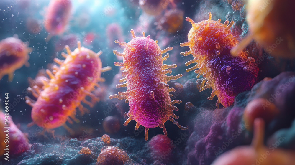 An animated video still showing the lifecycle of bacteria cells, from ...