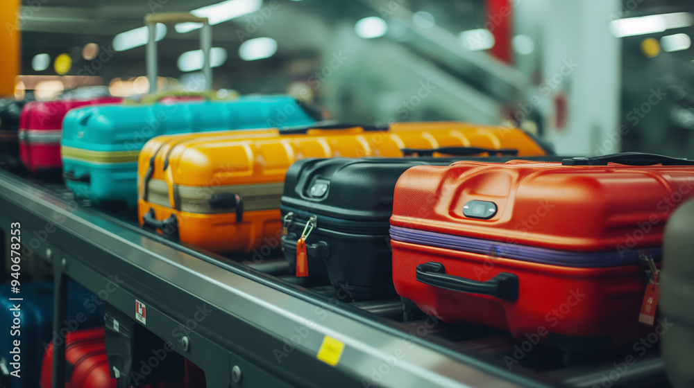 A dynamic scene at an international airport terminal showing various ...