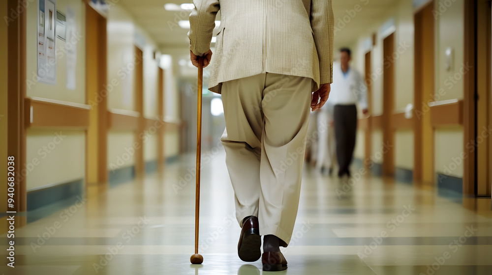 Aging with Dignity An elder person in formal clothing, walking proudly ...