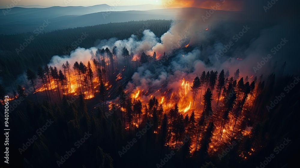 Aerial photography forest fire. Natural disaster. Stock Photo | Adobe Stock