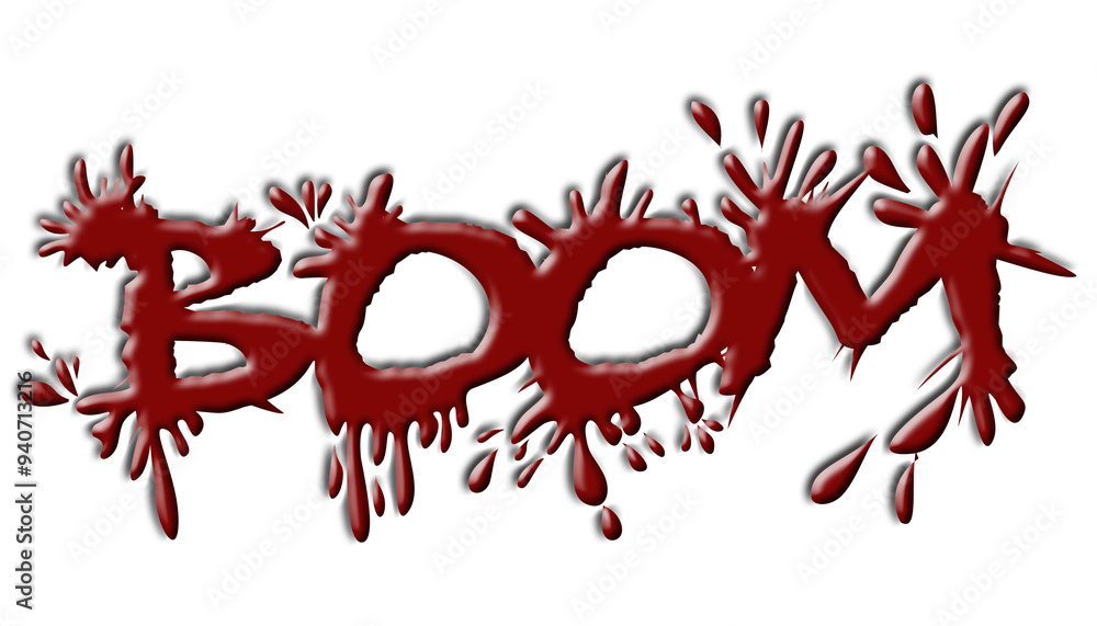 Design the word BOOM in blood red on a transparent background. Suitable ...