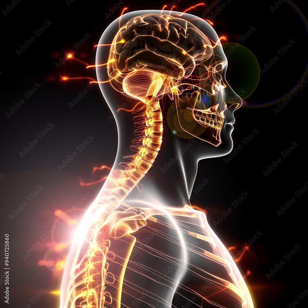 A visualization Pinched nerve in the cervical spine. pain radiating ...