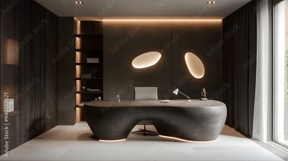 Artistic home office with a sculptural desk sof.A Artistic home office ...
