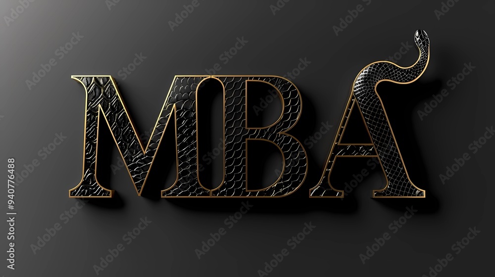 A sleek monochrome blackletter font text design for the WORD "MBA ...