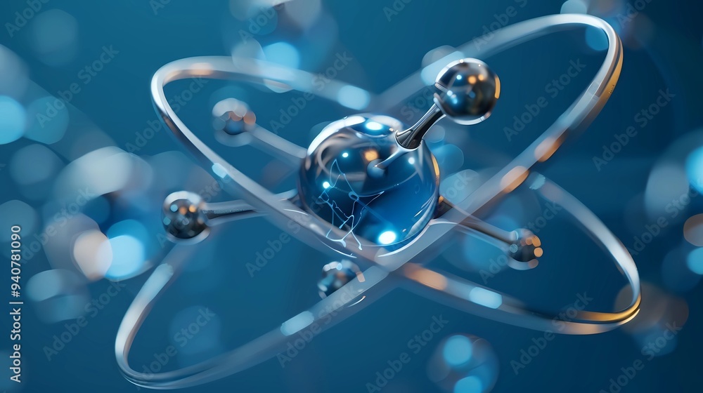 Atom close up, Realistic 3d vector with the effect low depth of field ...