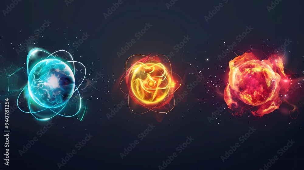 Atomic elements showing the nucleus and shells, numbers of electrons ...