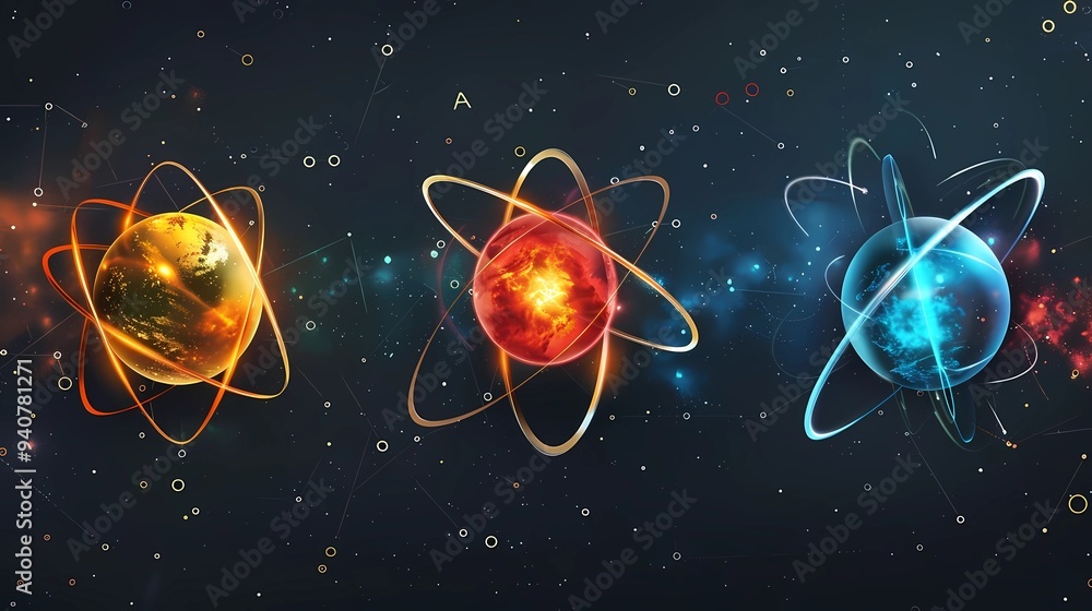 Atomic elements showing the nucleus and shells, numbers of electrons ...