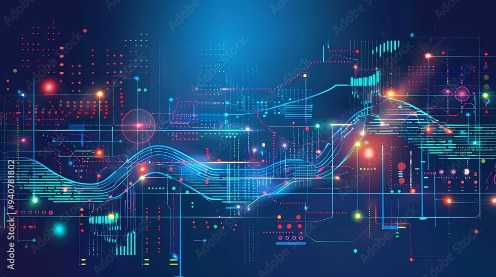 Abstract Big Data Technology And Data Science Data Flow Concept Analysing Visualizing Complex