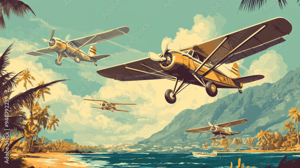 Vector posters for flight school tours and clubs, featuring aviation ...