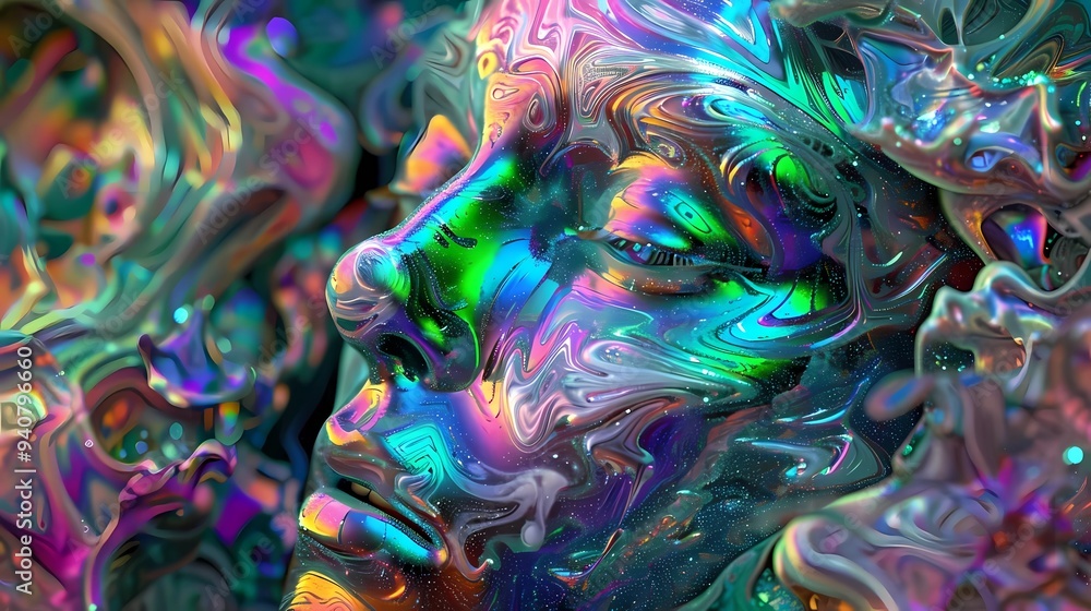 Abstract of an insane psychedelic nightmare, iridescent neon colors ...