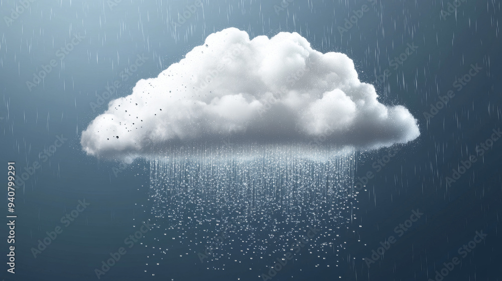 Realistic 3D rain cloud with droplets, depicting rainfall, rainstorm ...