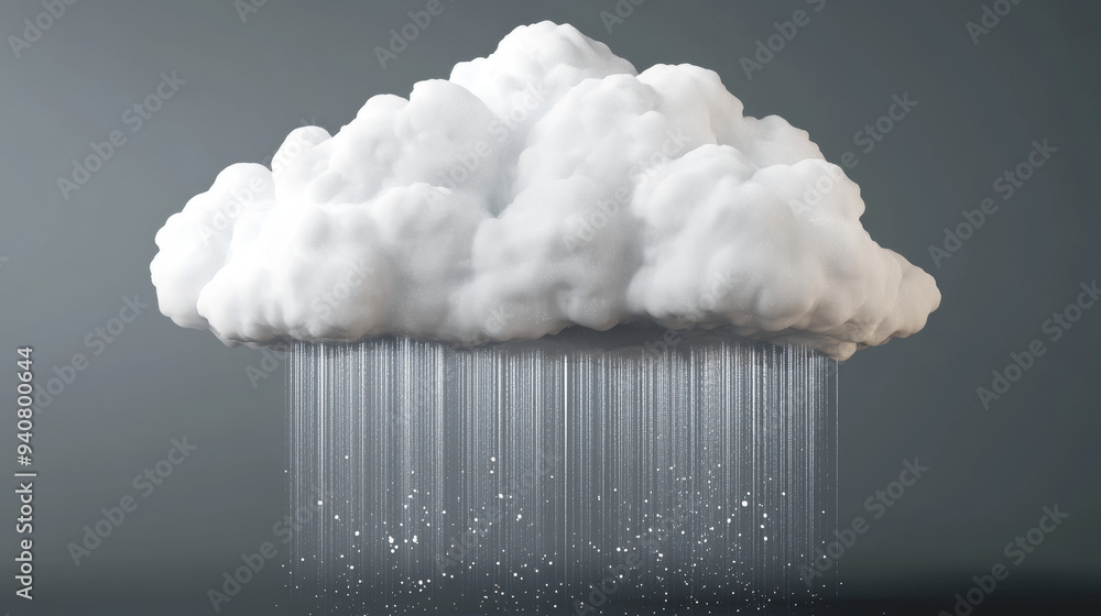 Realistic 3D rain cloud with droplets, depicting rainfall, rainstorm ...