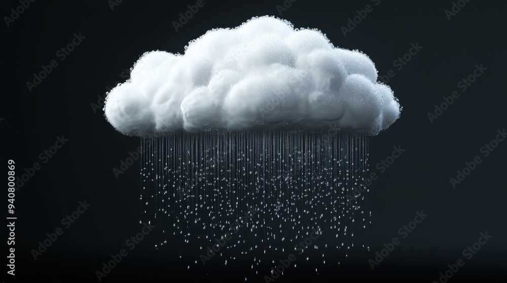 Realistic 3D rain cloud with droplets, depicting rainfall, rainstorm ...