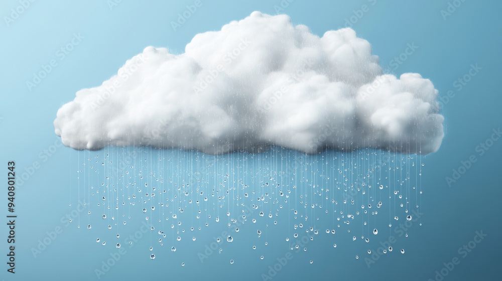 Realistic 3D rain cloud with droplets, depicting rainfall, rainstorm ...