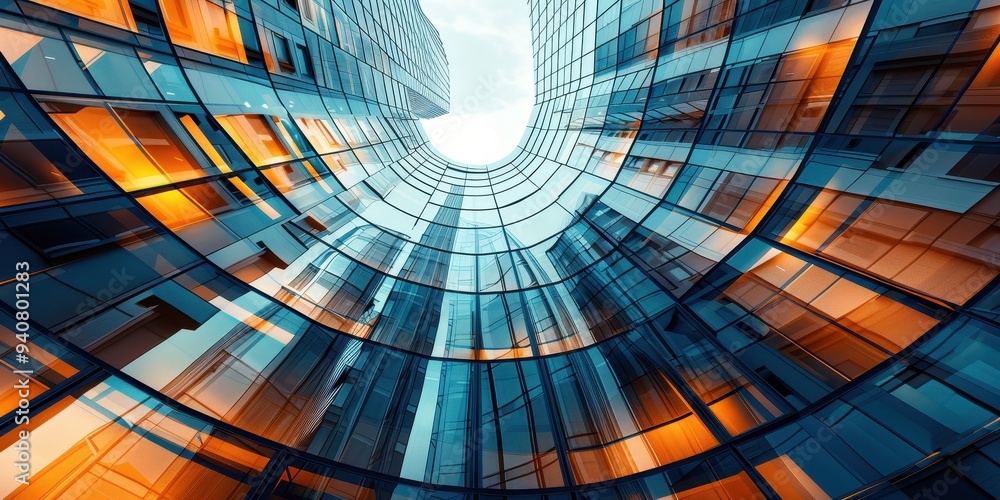 Intricate abstract architecture featuring curved glass towers ...