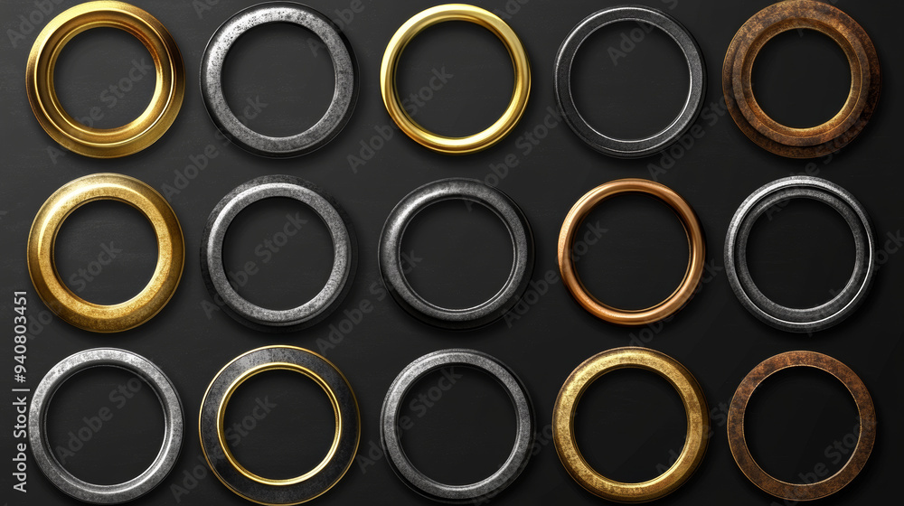 Avatar frames in gold, silver, bronze, copper, and rusty metal. These ...