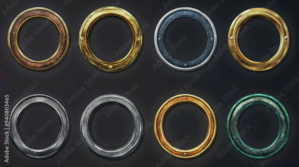 Avatar frames in gold, silver, bronze, copper, and rusty metal. These ...