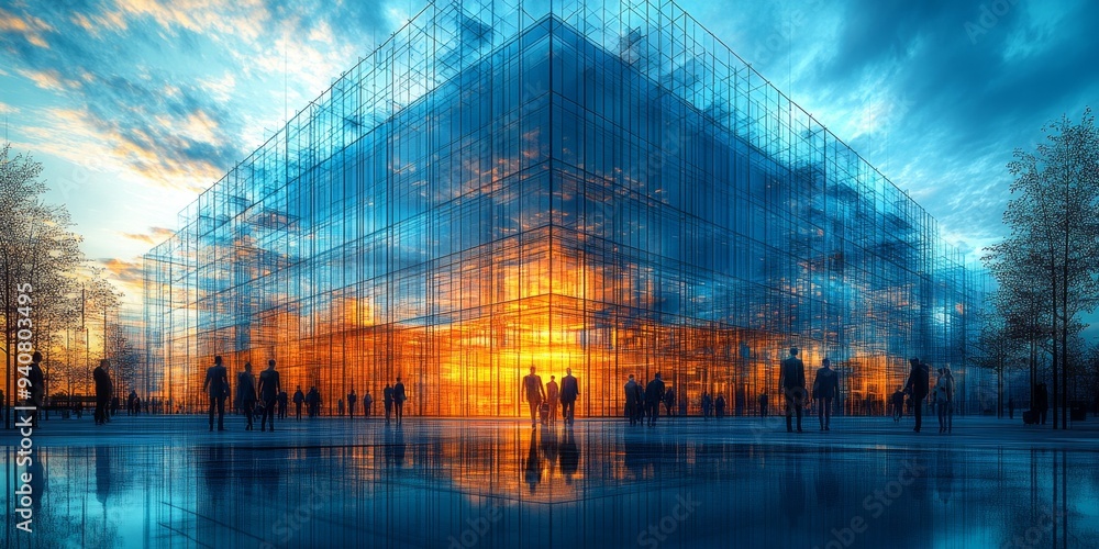 Futuristic Commercial Real Estate Blueprint: Innovative Office Building ...
