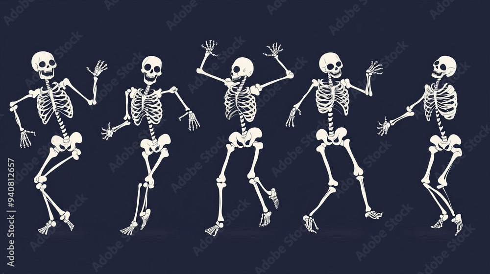 Skeleton dance featuring Halloween-themed characters. Dancing skeletons ...