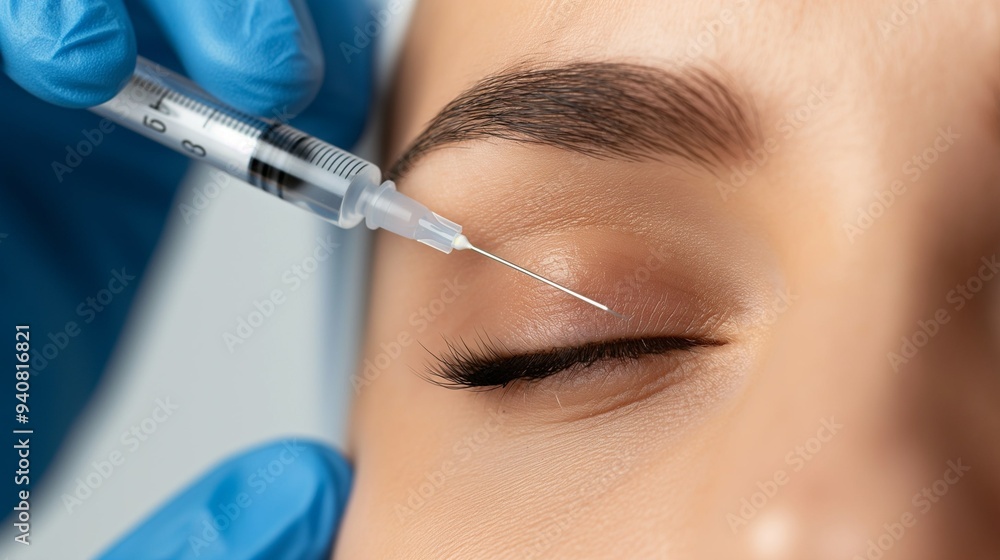 Injection cosmetology. An injection in the eyelid. Non-surgical ...