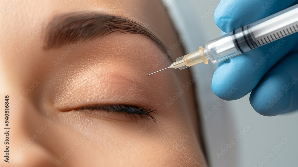 Injection cosmetology. An injection in the eyelid. Non-surgical ...