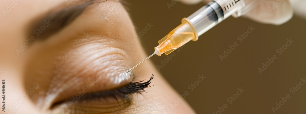 Injection cosmetology. An injection in the eyelid. Non-surgical ...
