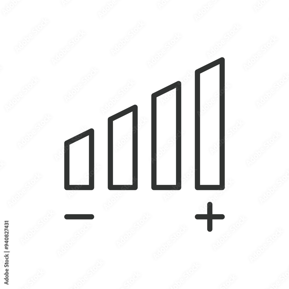 Volume adjustment, in line design. Control, Sound level, Audio settings ...