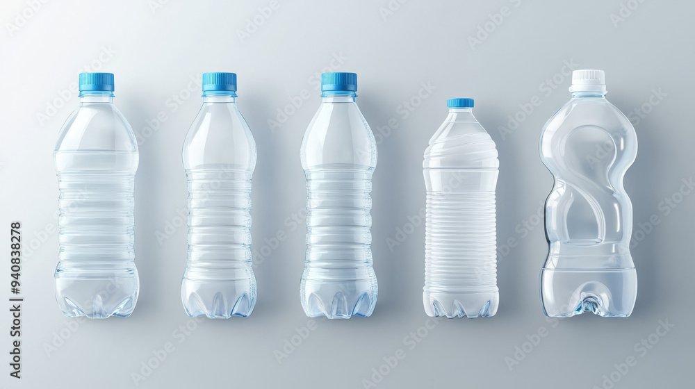 3D vector mockups of plastic water bottles. The collection includes ...