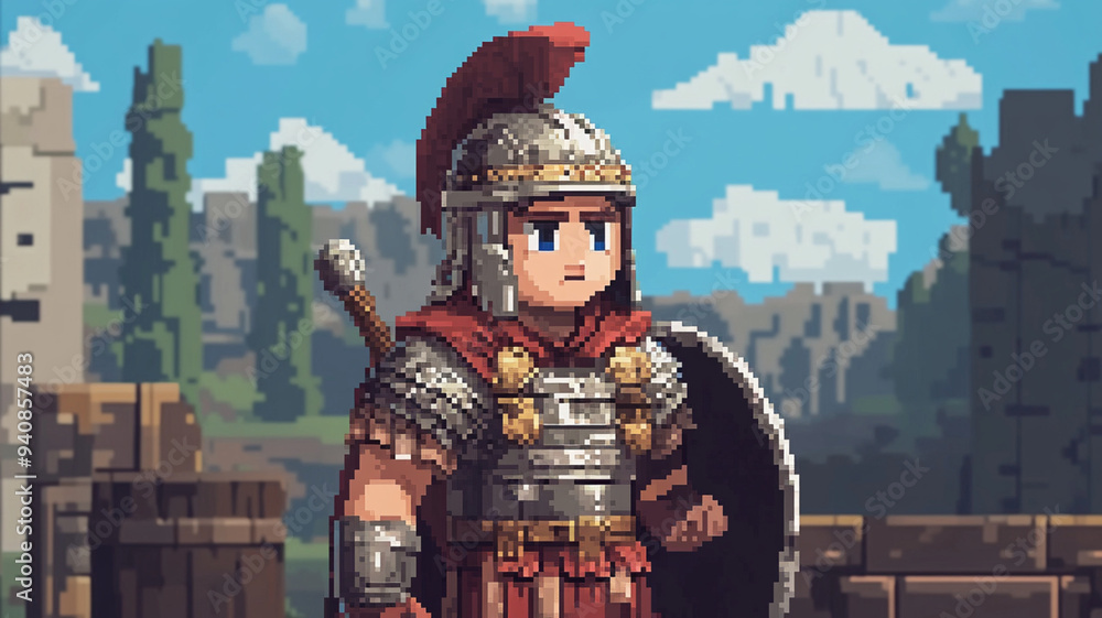 2d pixel art of roman warrior Stock Illustration | Adobe Stock