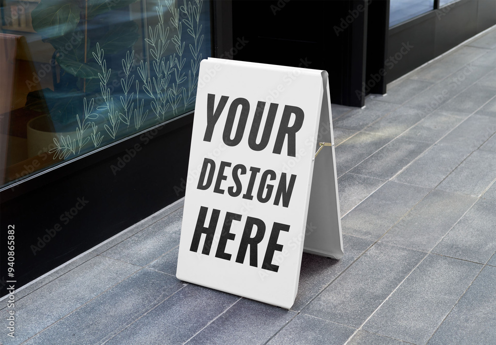 Mockup Of Customized Vertical A-Frame Sign Stock Template | Adobe Stock